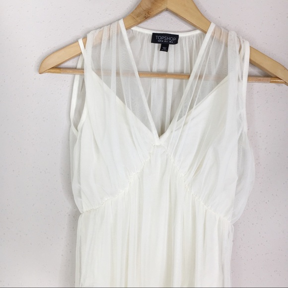 Topshop | Tops | Topshop Cream Sheer Tulle Overlay Bodysuit | Poshmark
